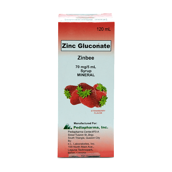 ZINBEE Zinc Gluconate 70mg / 5mL Syrup 120mL Strawberry price in the Philippines | MedsGo Pharmacy